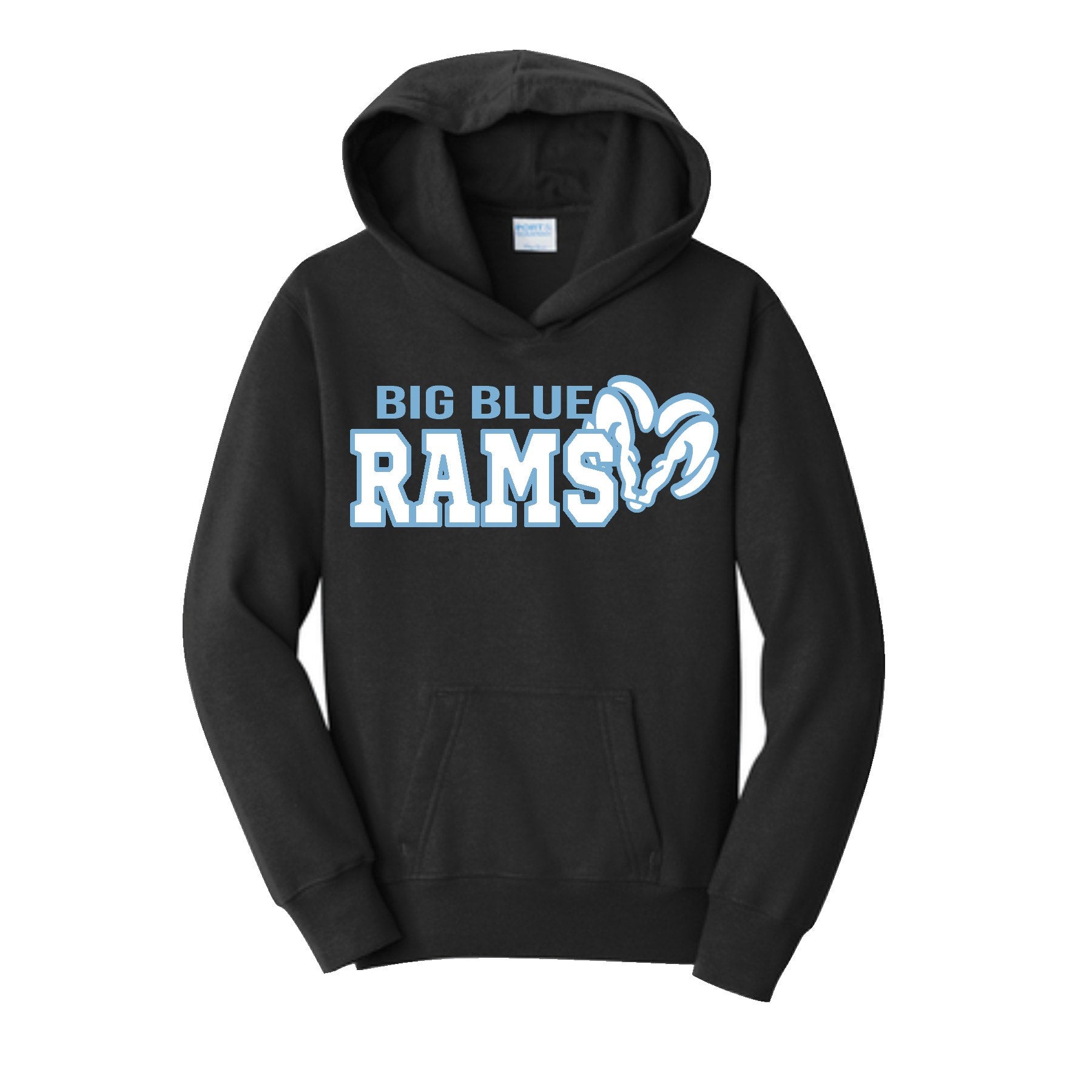 Youth Hoodie with Big Blue Rams Logo | CUSTOM SWAG WA